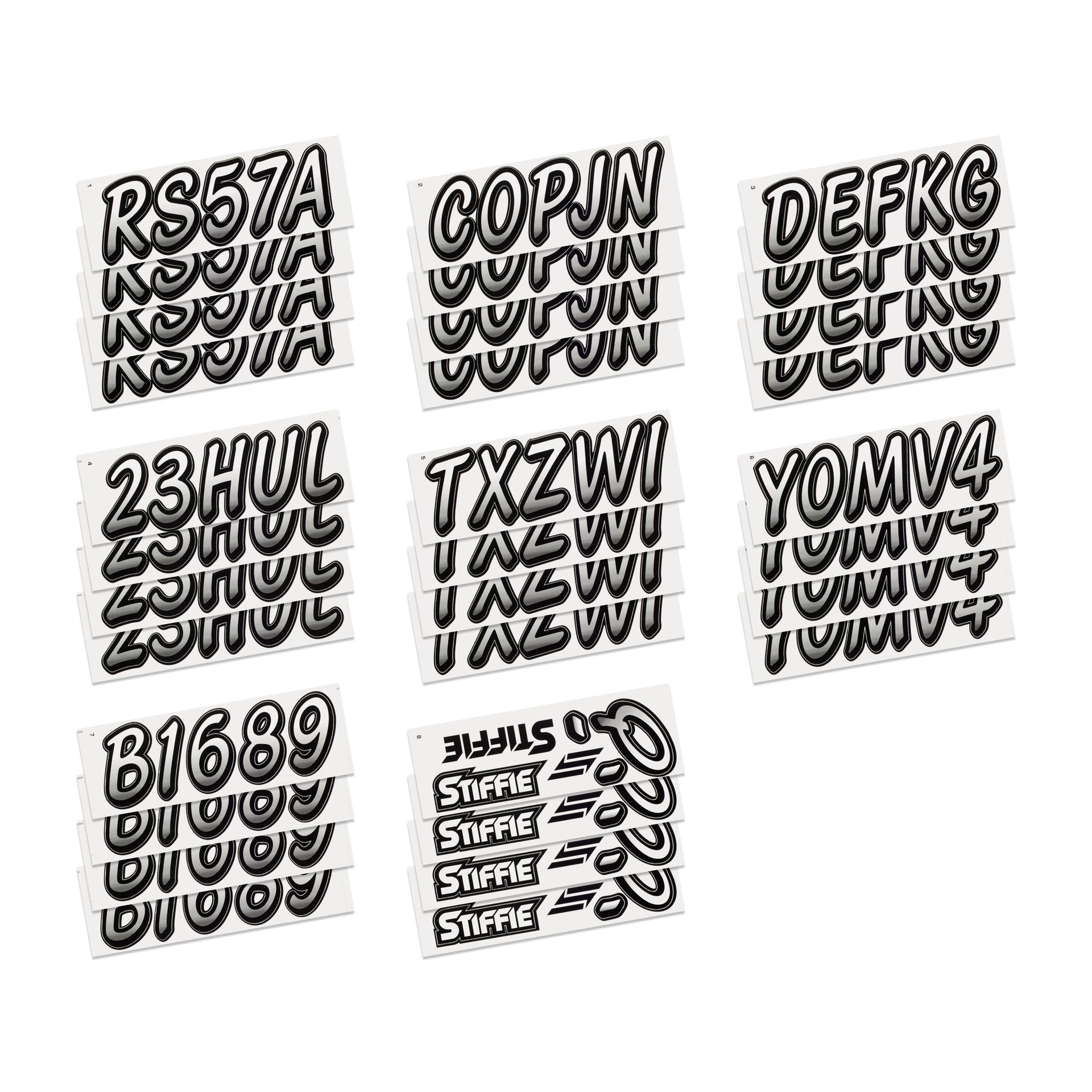 STIFFIE Whipline White/Black 3" Boat & PWC Registration Decals • Numbe