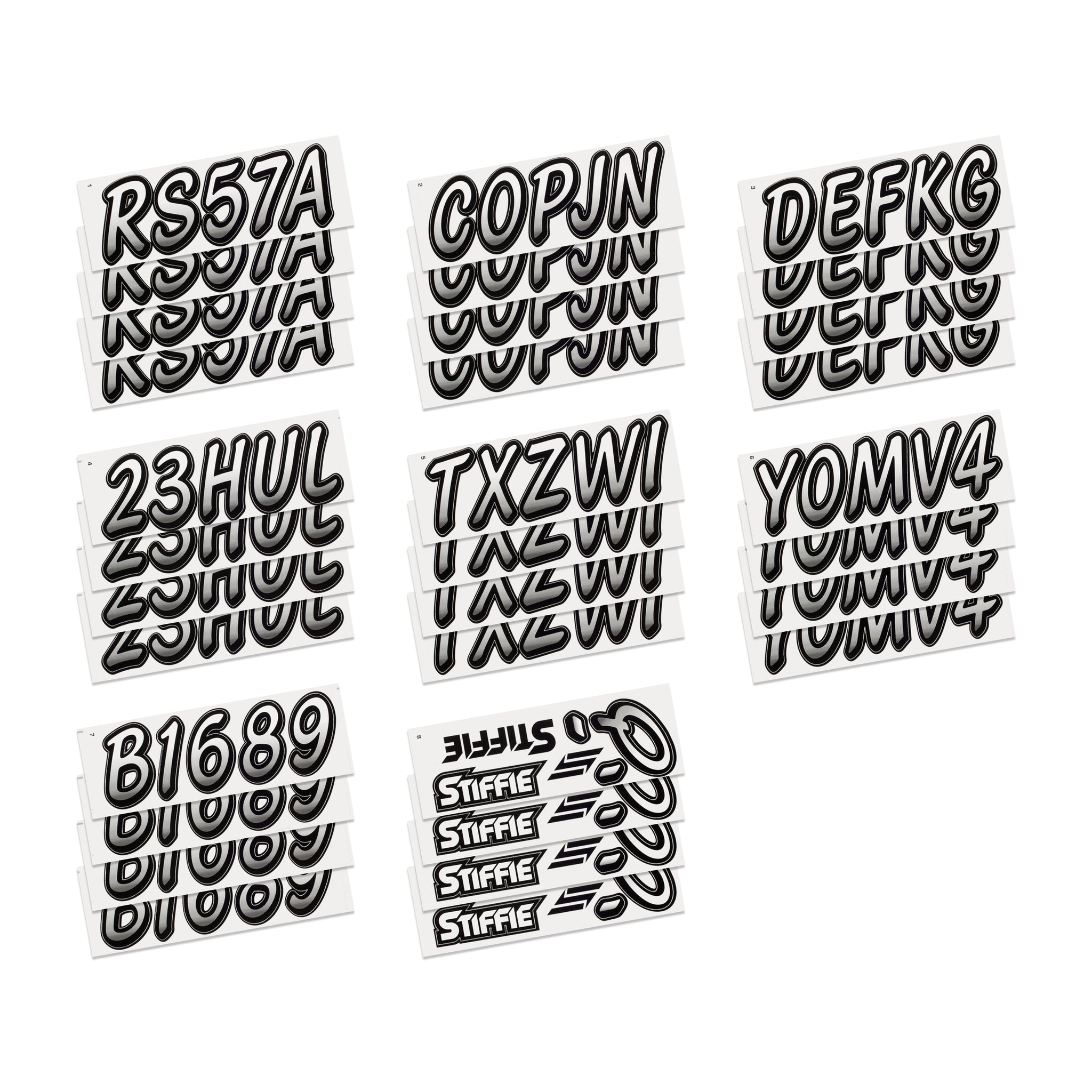 STIFFIE Whipline White/Black 3" Boat & PWC Registration Decals • Numbe