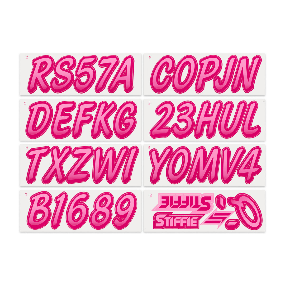 STIFFIE Whipline Pink/Berry 3" Boat & PWC Registration Decals • Number